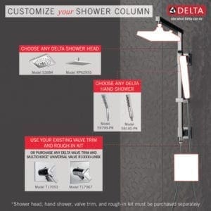 DELTA 58410 EMERGE SHOWER COLUMN 18" ANGULAR CHROME | Park Supply Company